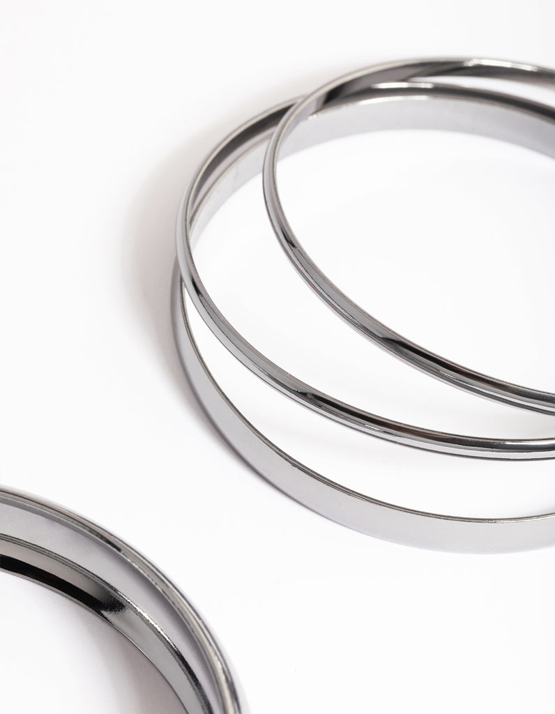 Gunmetal Thick & Thin Bangle 4-Pack - Lovisa