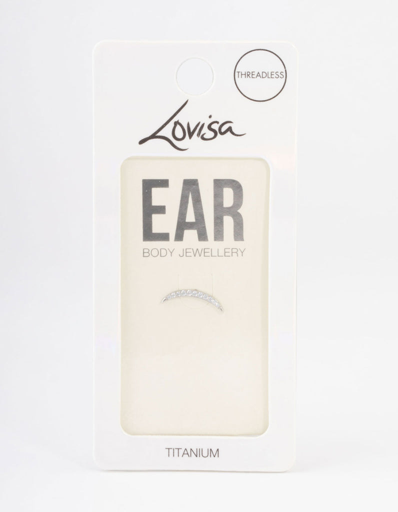 Titanium Half Moon Threadless Flat Back - Lovisa