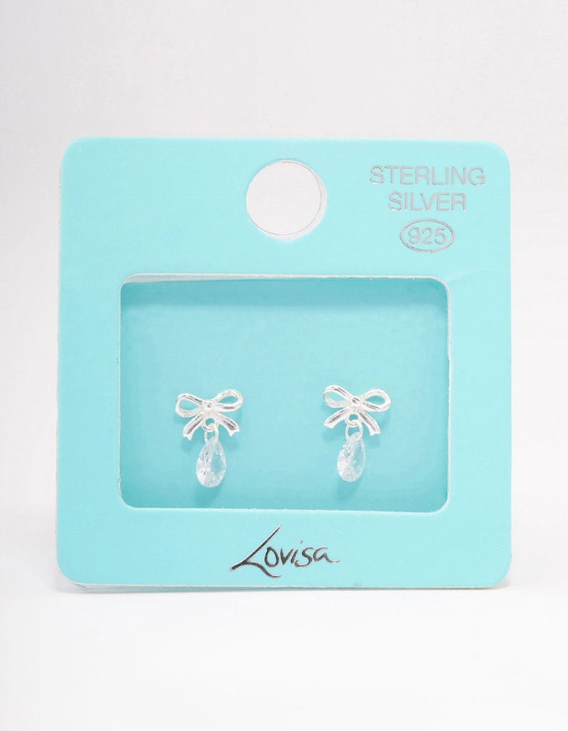 Sterling Silver Bow & Pear Drop Earrings - Lovisa