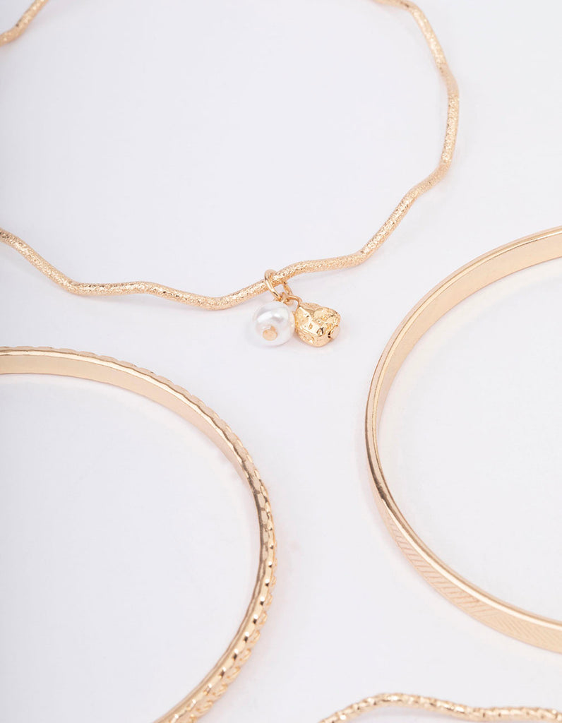 Gold Wavy Bangle 4-Pack - Lovisa