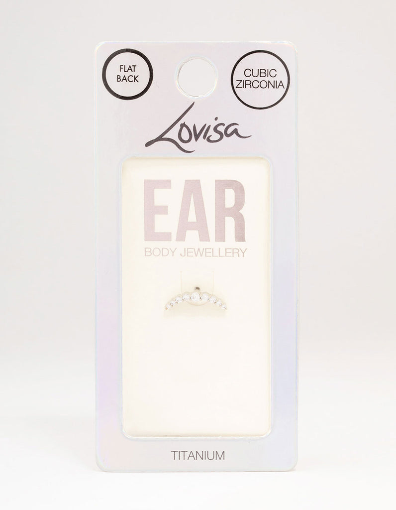 Titanium Cubic Zirconia Crawler Single Flat Back - Lovisa