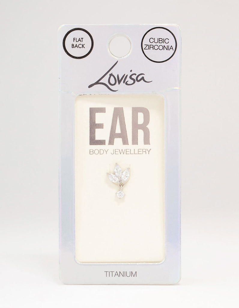 Titanium Leaf Drop Single Flat Back - Lovisa