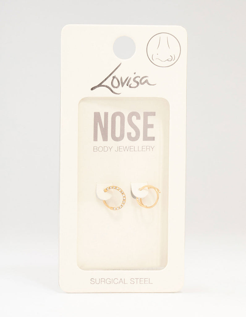 Gold Plated Cubic Zirconia And Spiral Nose 2-Pack - Lovisa