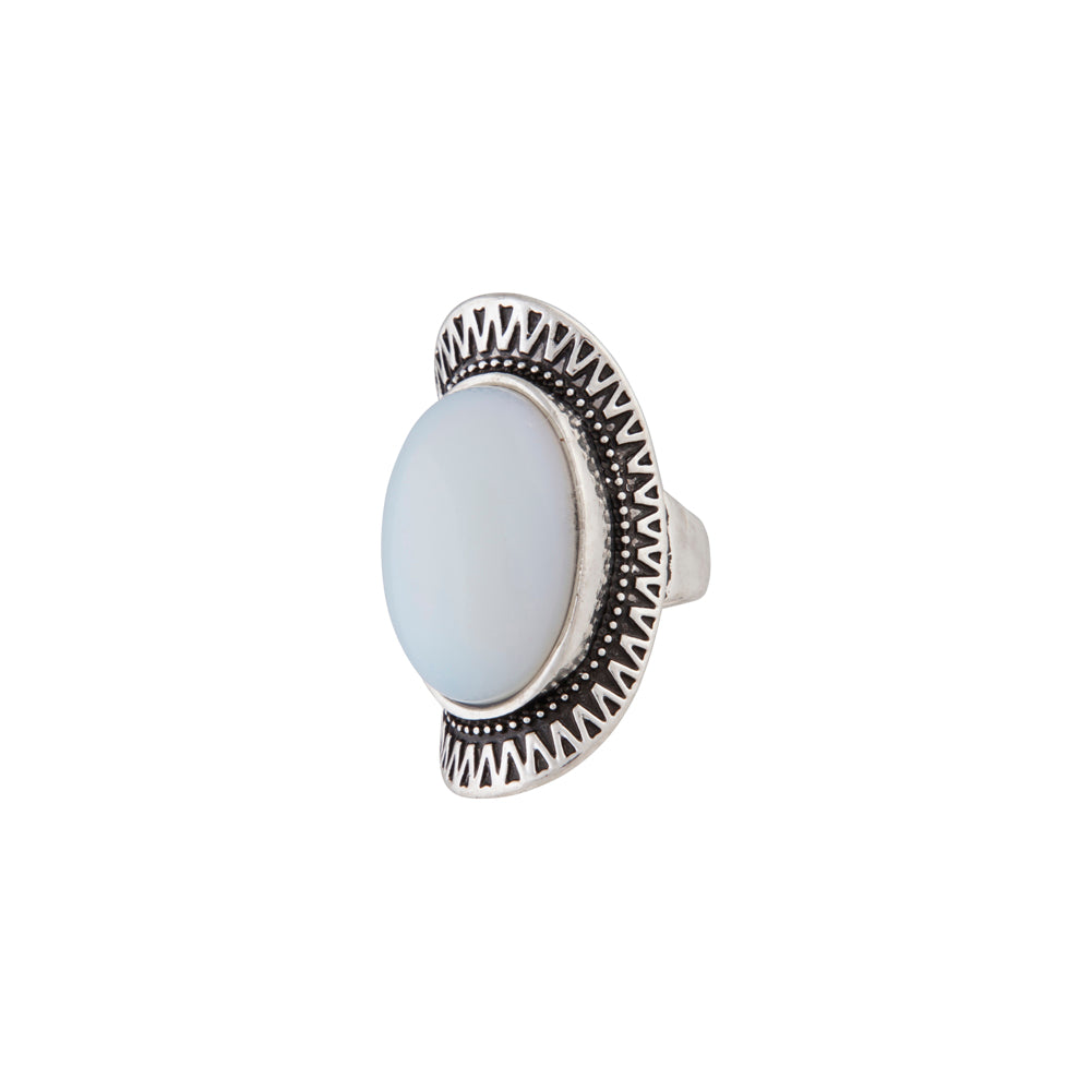 Silver Opal Stone Shield Ring - Lovisa