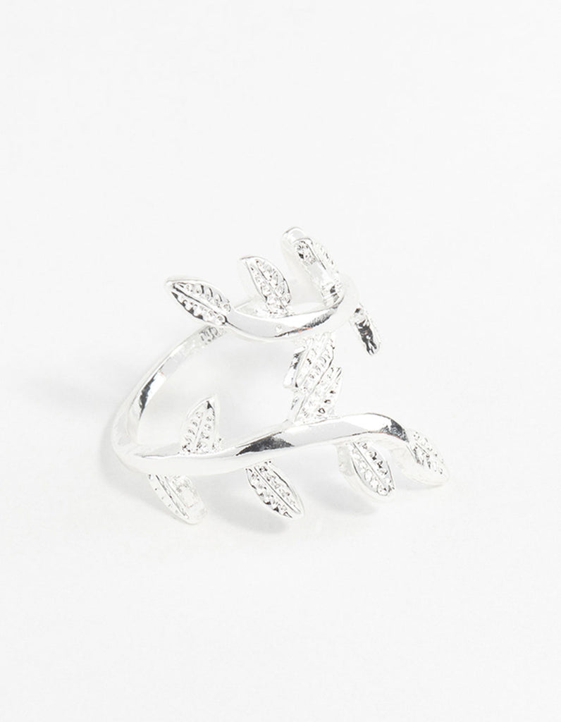 Silver Leaf Double Band Ring - Lovisa