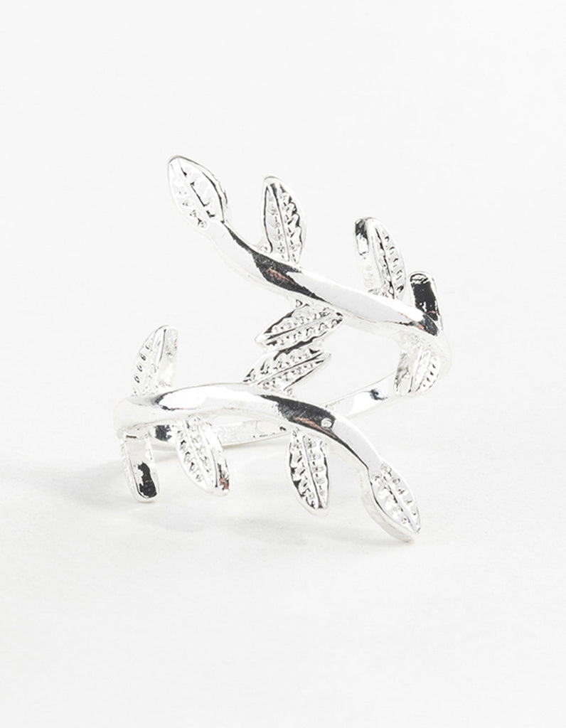 Silver Leaf Double Band Ring - Lovisa