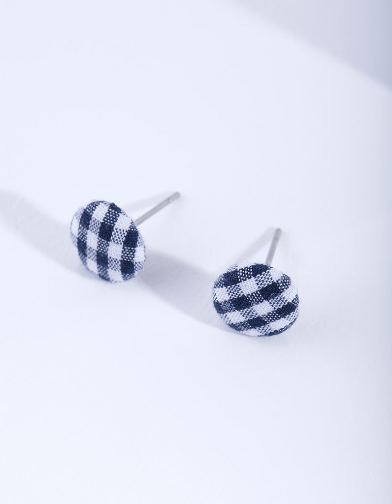 Gingham Button Stud Earrings - Lovisa