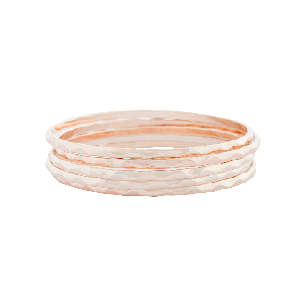 Rose Gold Hammer Bangle 5 Pack - Lovisa