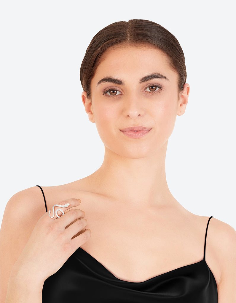 Silver Etched Snake Ring - Lovisa
