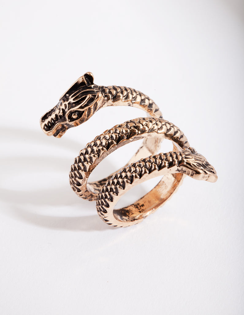 Antique Gold Dragon Wrap Ring - Lovisa