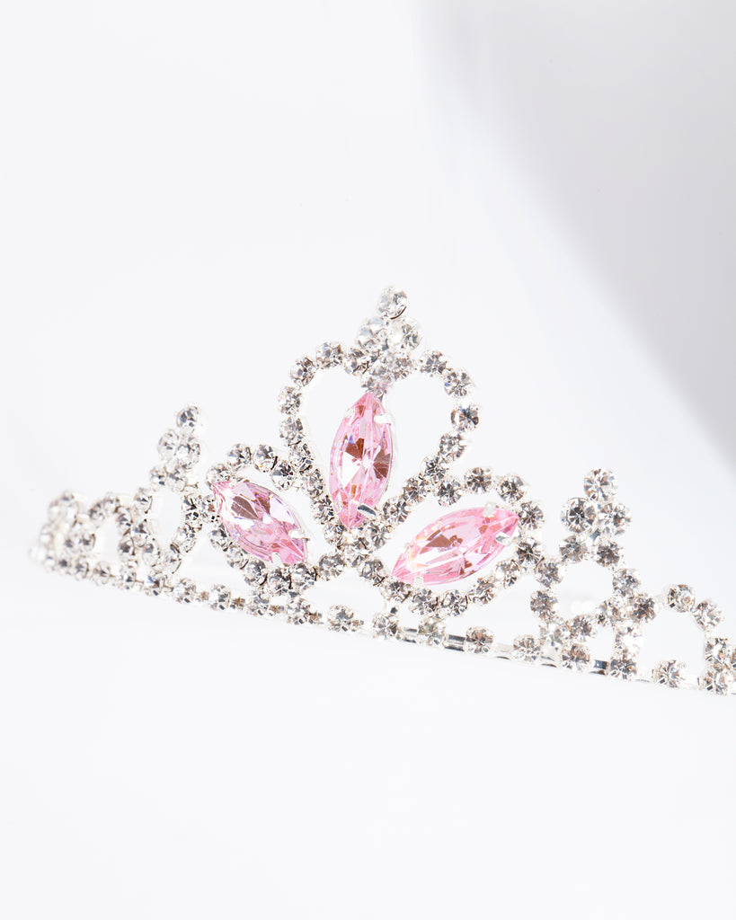 Kids Silver Stone Diamante Tiara Headband - Lovisa