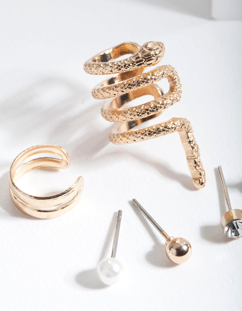 Gold Textured Snake Ear Stack 6-Pack - Lovisa