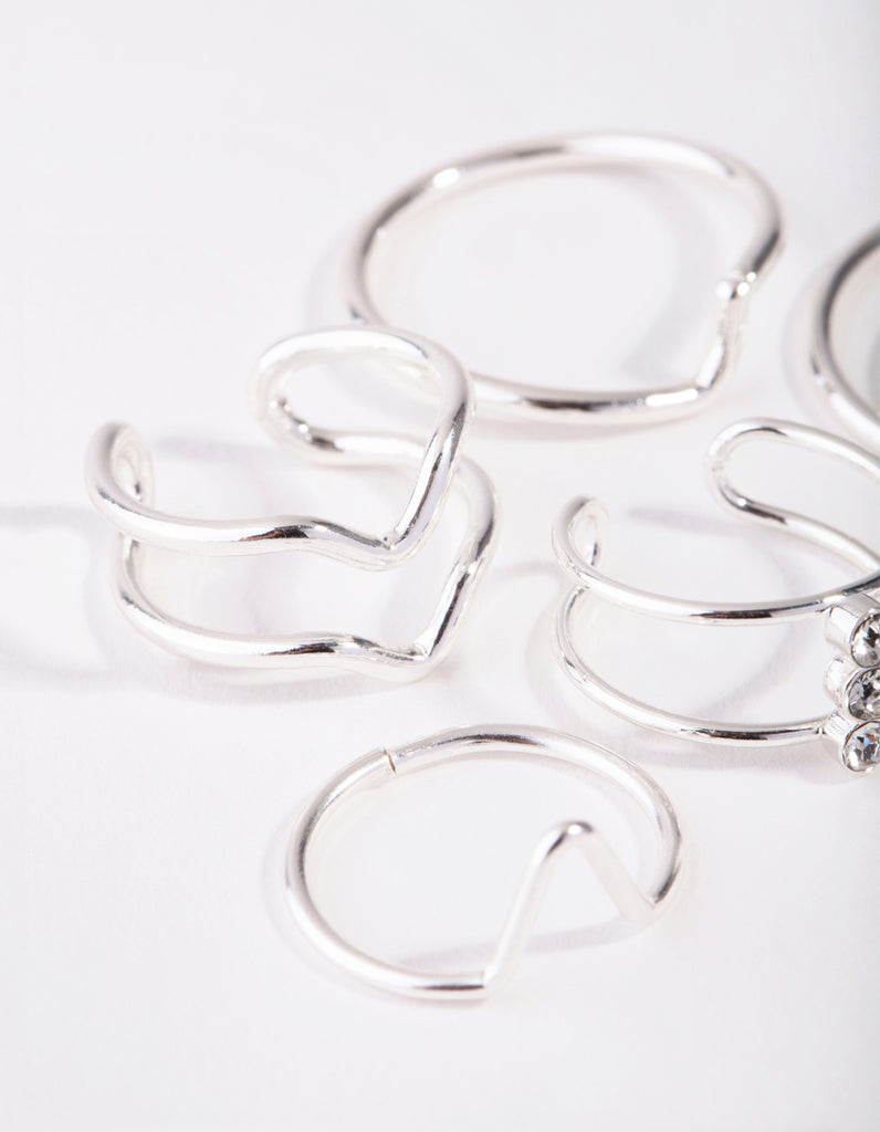 Silver Multi Band 8-Pack Rings - Lovisa