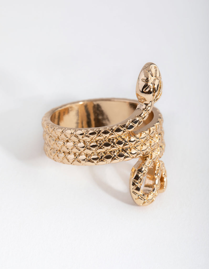 Gold Three Wrap Snake Ring - Lovisa