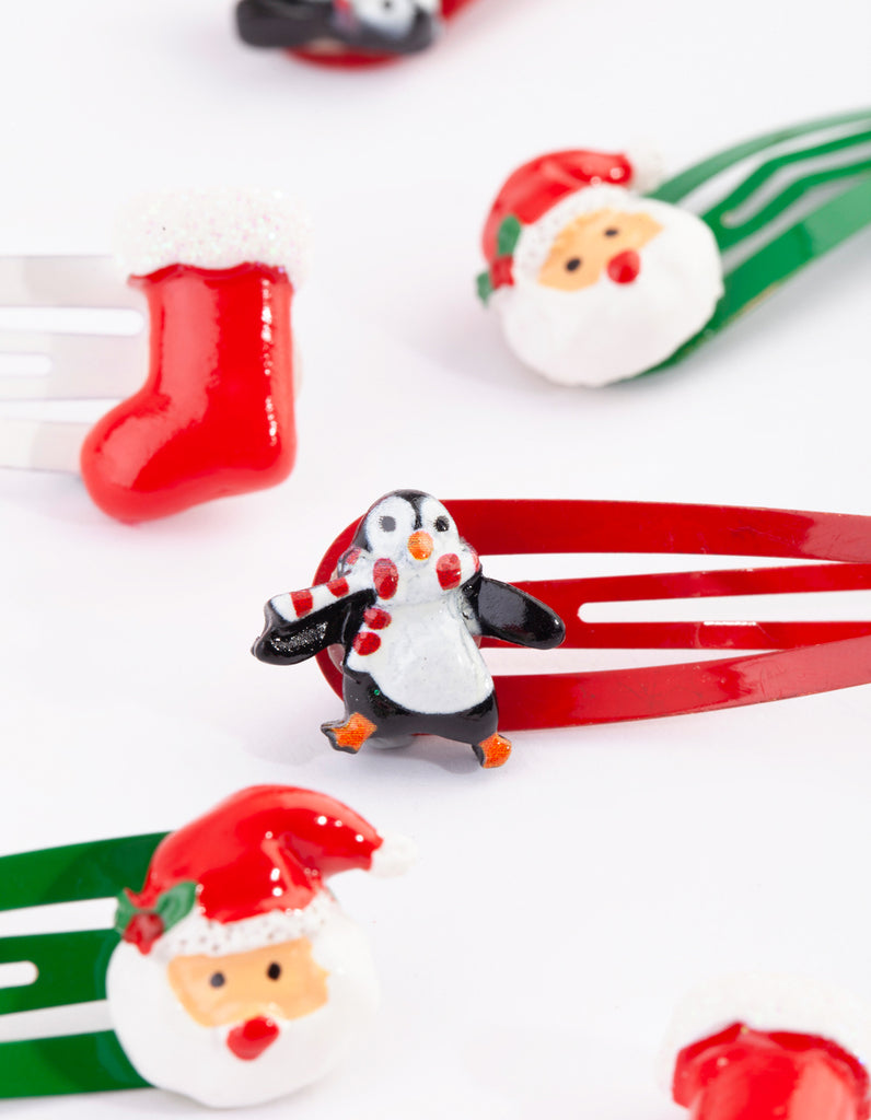 Kids Festive Santa Snap Clip 6-Pack - Lovisa