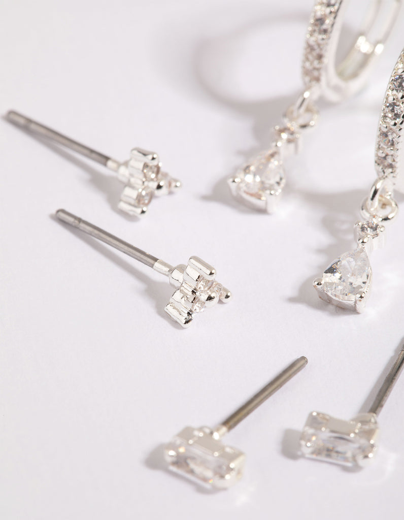 Silver Stack Pack Earrings with Cubic Zirconia - Lovisa