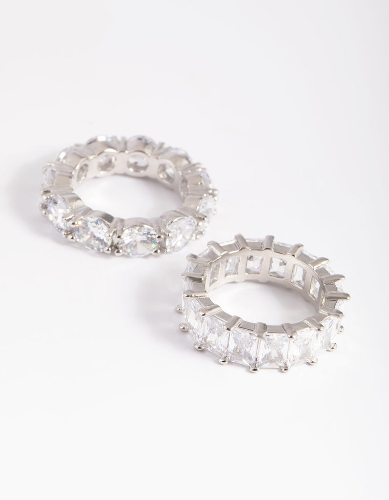 Silver Cubic Zirconia Baguette Ring Stack Pack - Lovisa