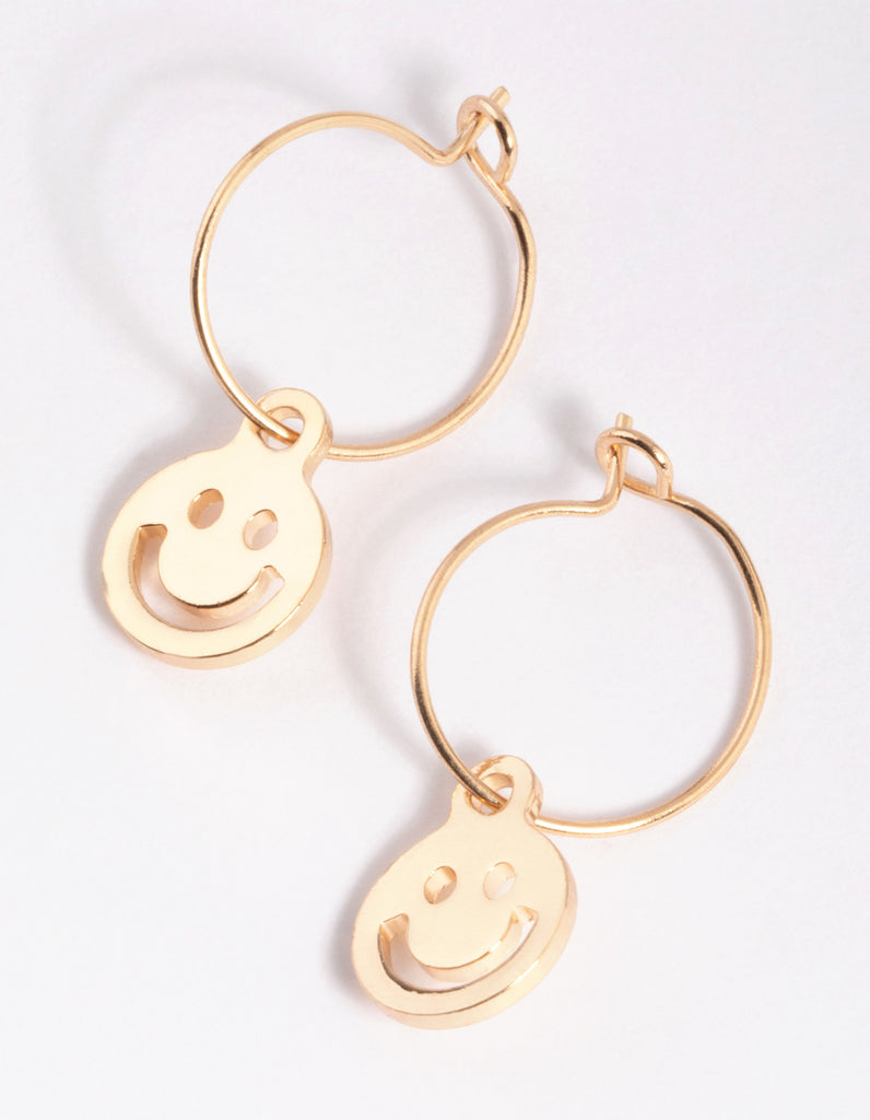Gold Cutout Smiley Hoop Earrings - Lovisa
