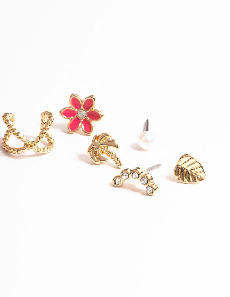 Gold Tropical Stack Earrings - Lovisa