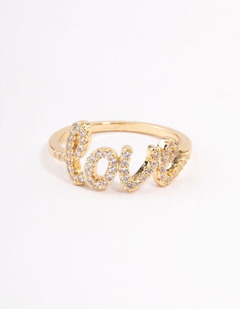 Gold Plated Love Script Ring - Lovisa