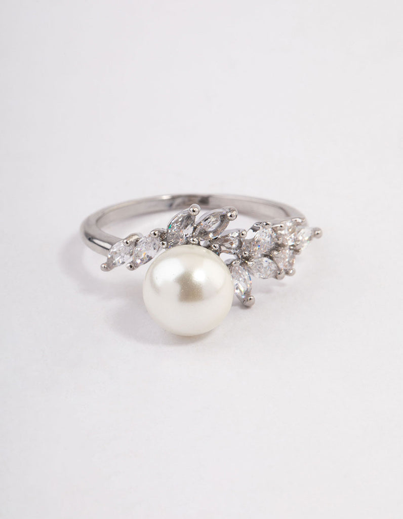 Silver Leafy Pearl Ring - Lovisa