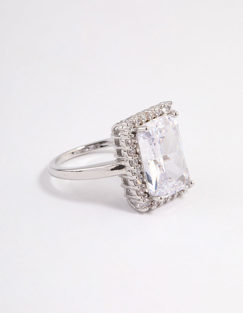 Silver Squared Halo Ring - Lovisa