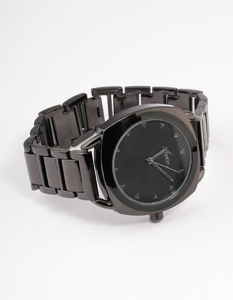 Coated Black Square Face Link Watch - Lovisa