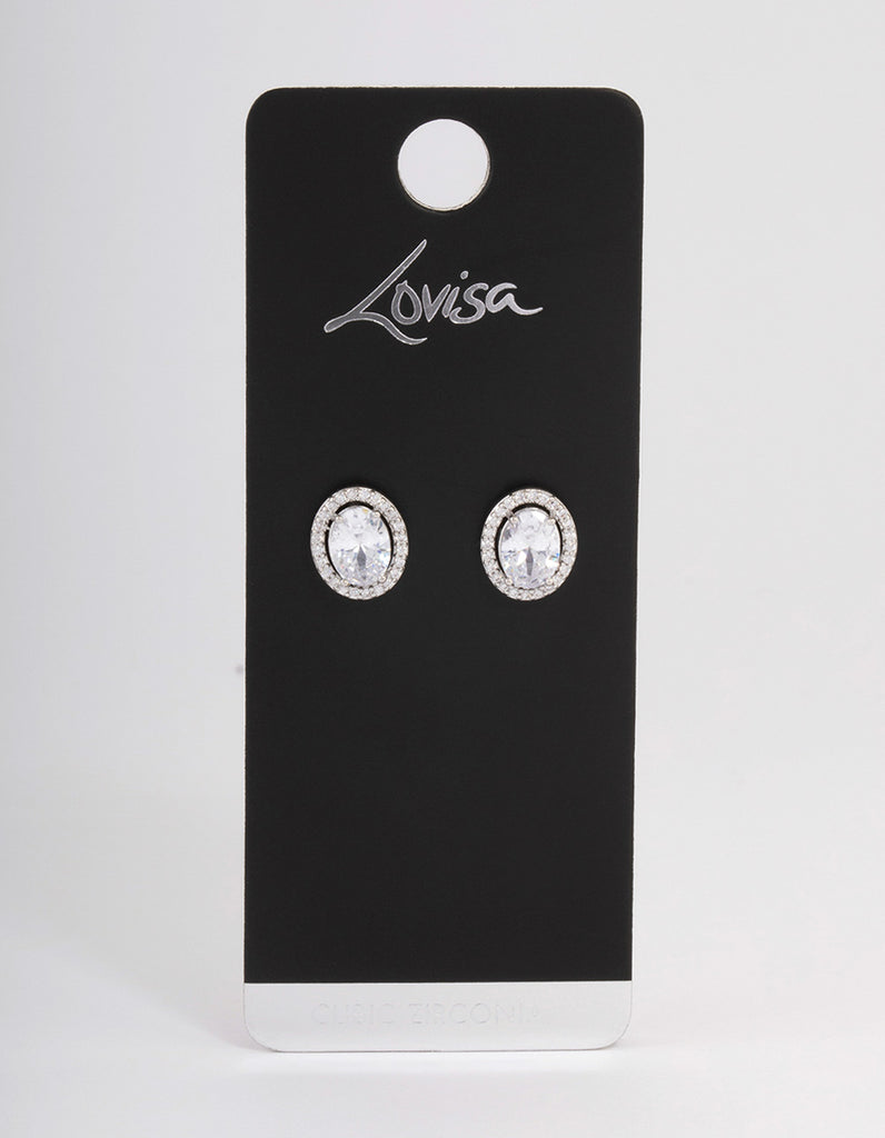 Silver Oval Framed Earrings - Lovisa