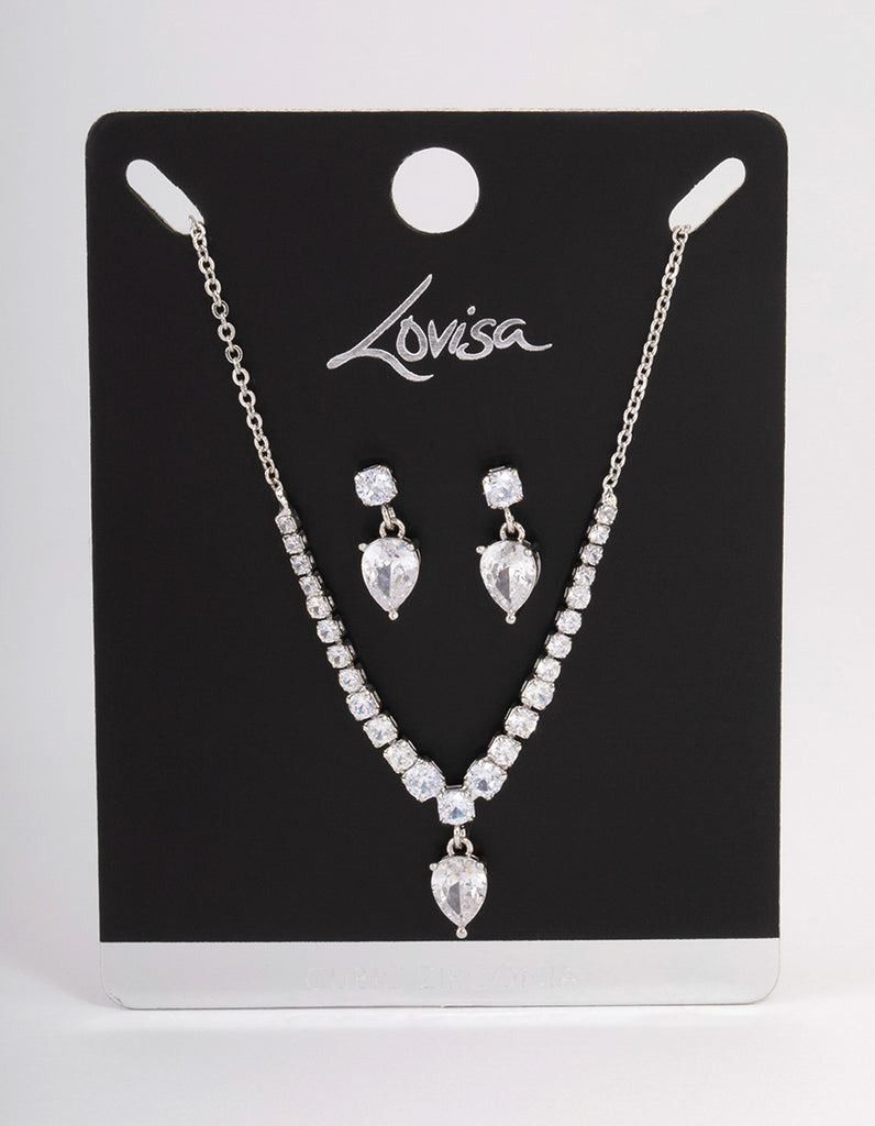 Silver Pear Drop Jewellery Set - Lovisa