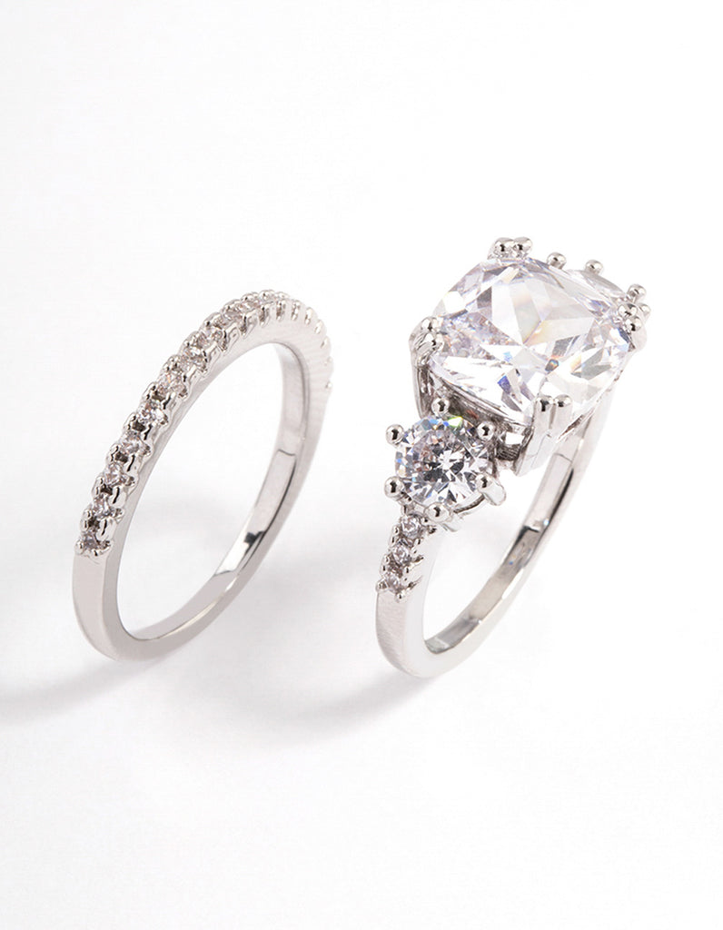 Silver Triple Stone Ring Set - Lovisa