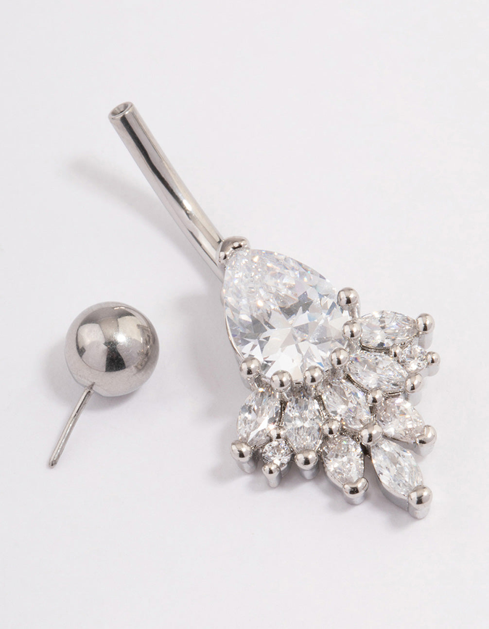 Surgical Steel Cubic Zirconia Pear Fan Belly Ring - Lovisa