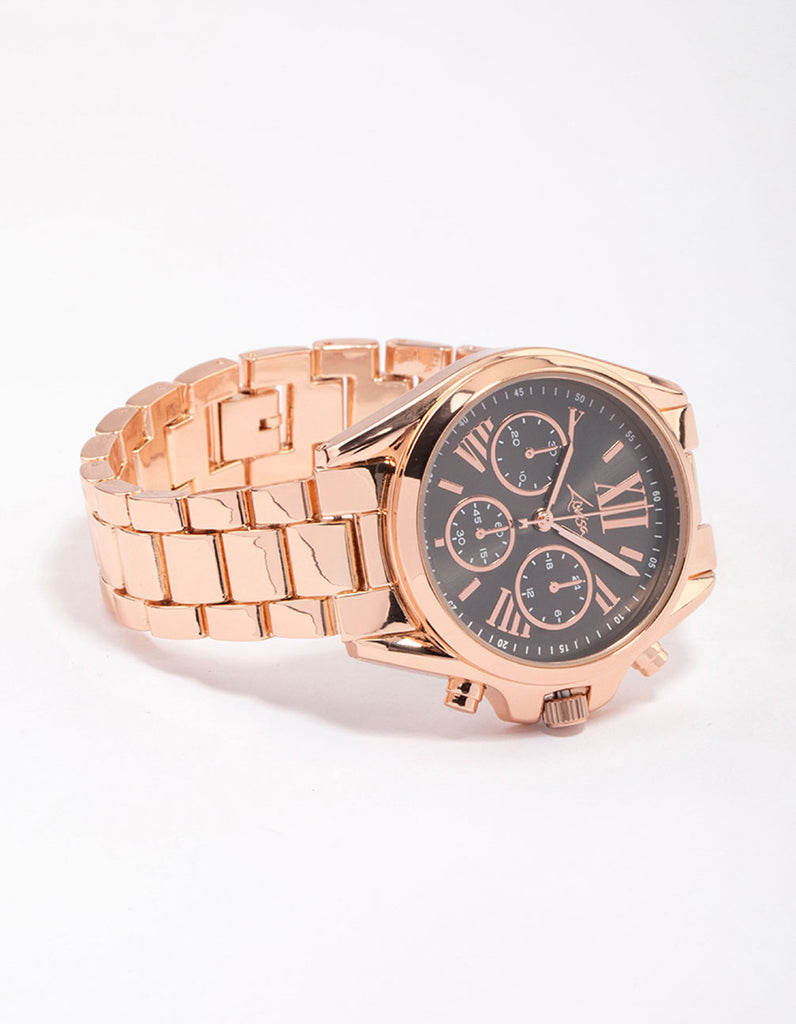 Rose Gold Chunky Triple Crown Watch - Lovisa