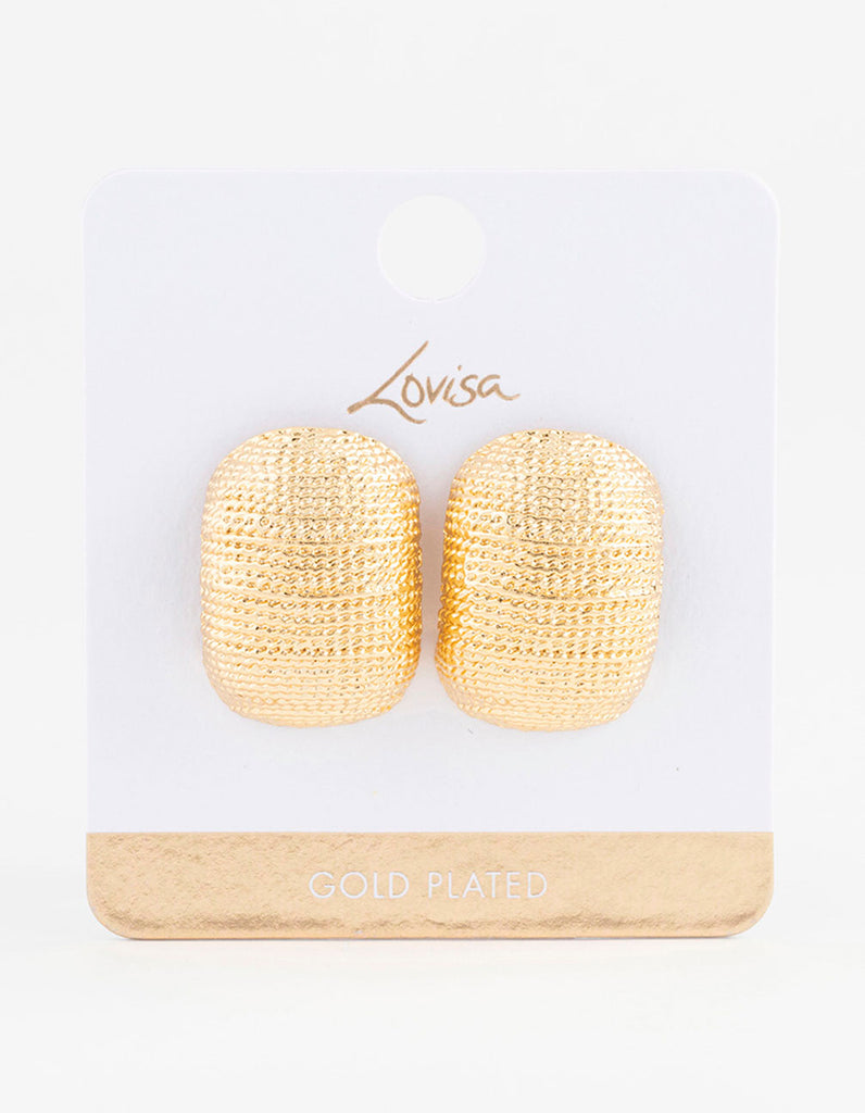 Gold Plated Textured Bold Stud Earrings - Lovisa