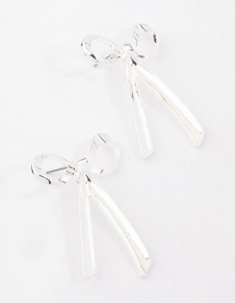 Silver Large Bow Stud Earrings - Lovisa