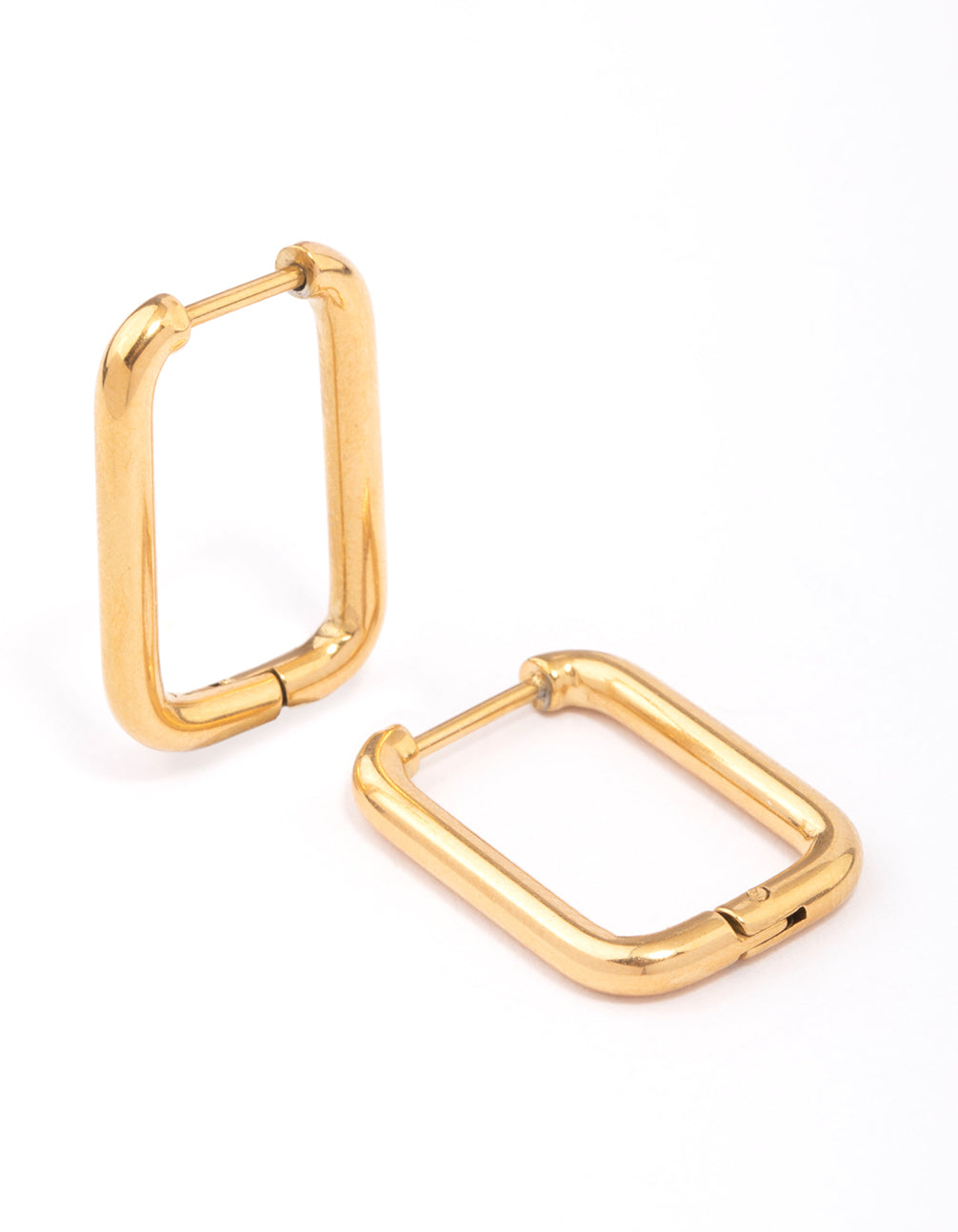 Waterproof Gold Plated Stainless Steel Small Rectangular Hoop Earrings - Lovisa