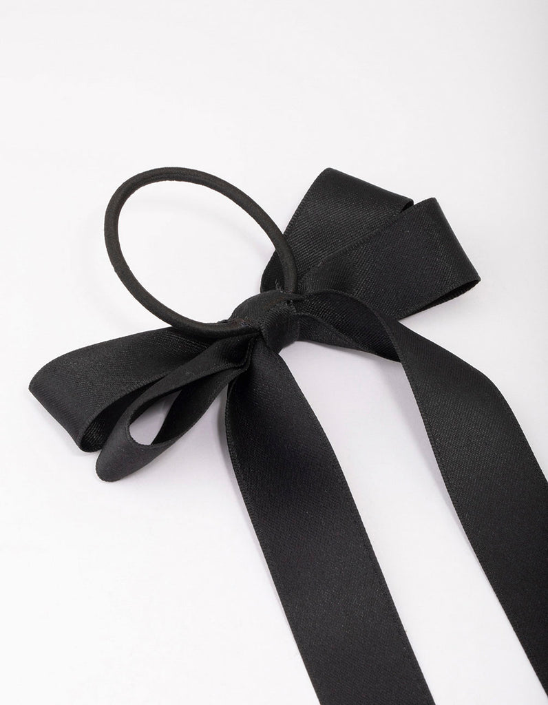 Large Silky Black Bow Hair Tie - Lovisa
