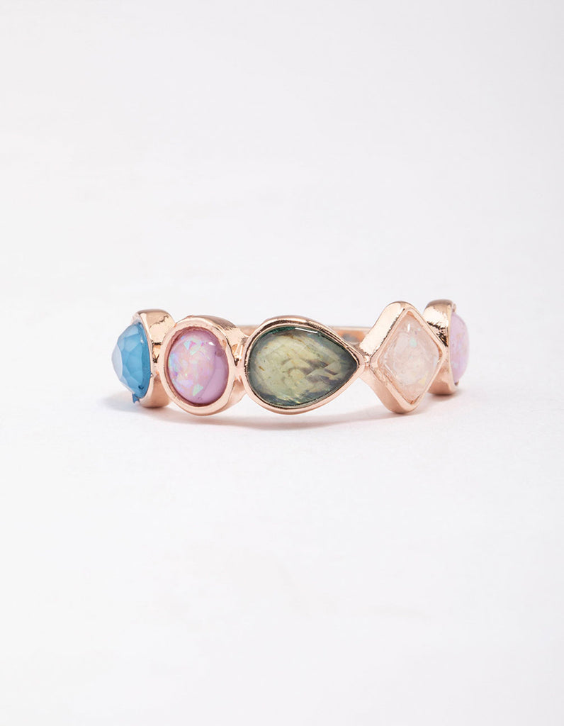 Rose Gold Pebble Stone Band Ring - Lovisa