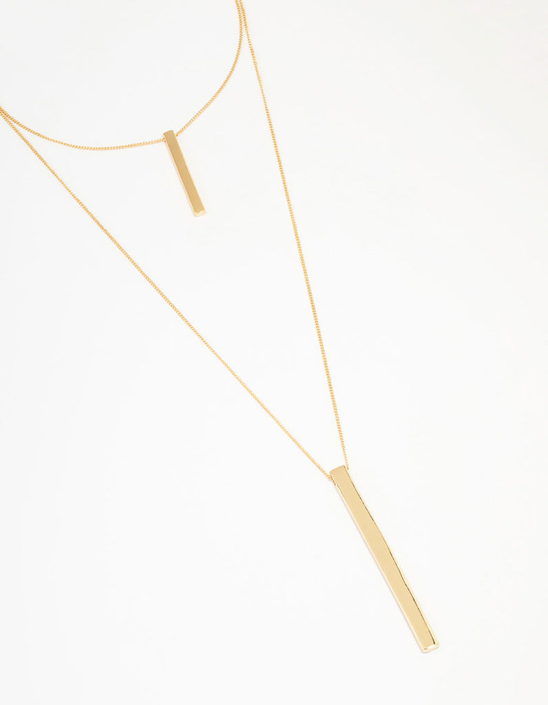 Gold Double Row Long Bar Necklace - Lovisa