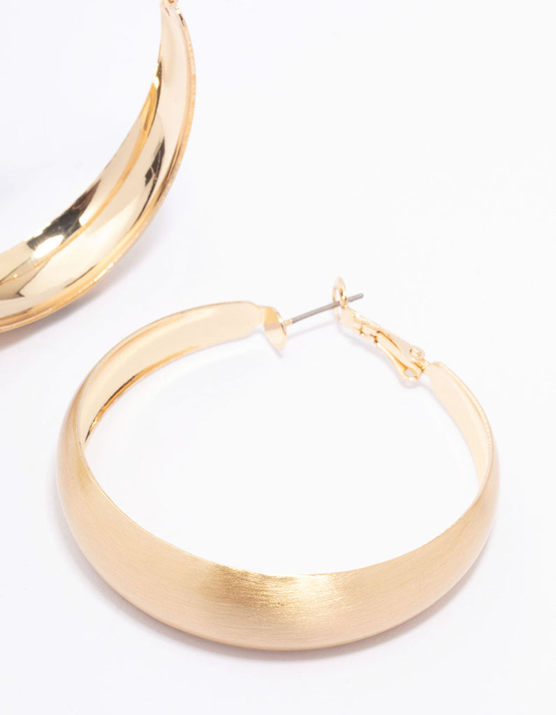 Gold Large Matte Hoop Earrings - Lovisa