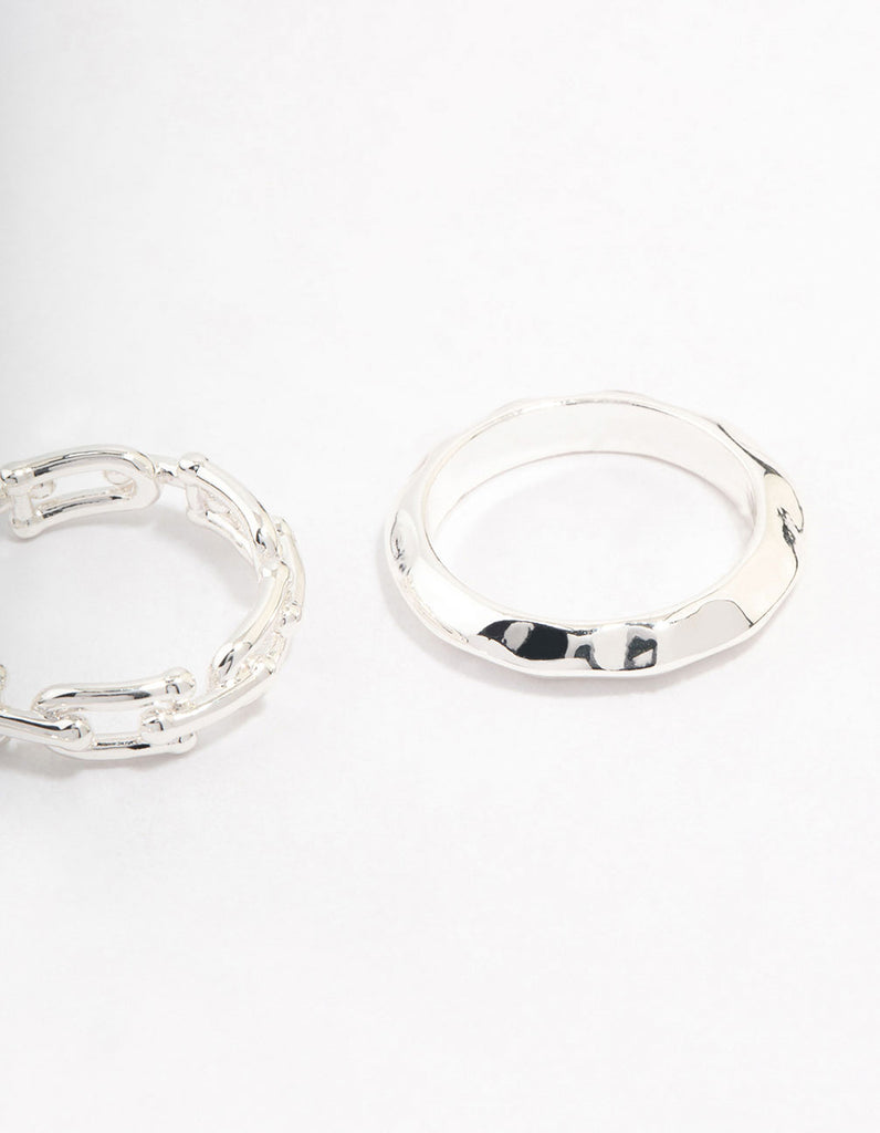 Silver Plated Chain Link Stacking Ring Pack - Lovisa