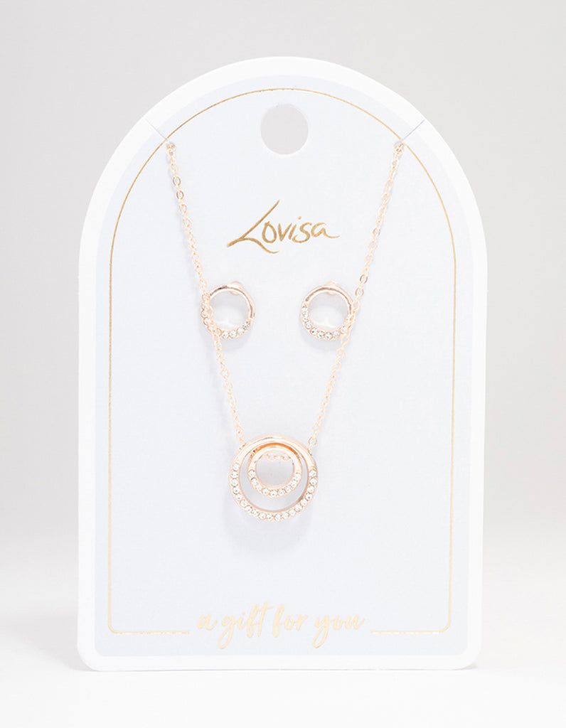 Rose Gold Double Open Circle Jewellery Set - Lovisa