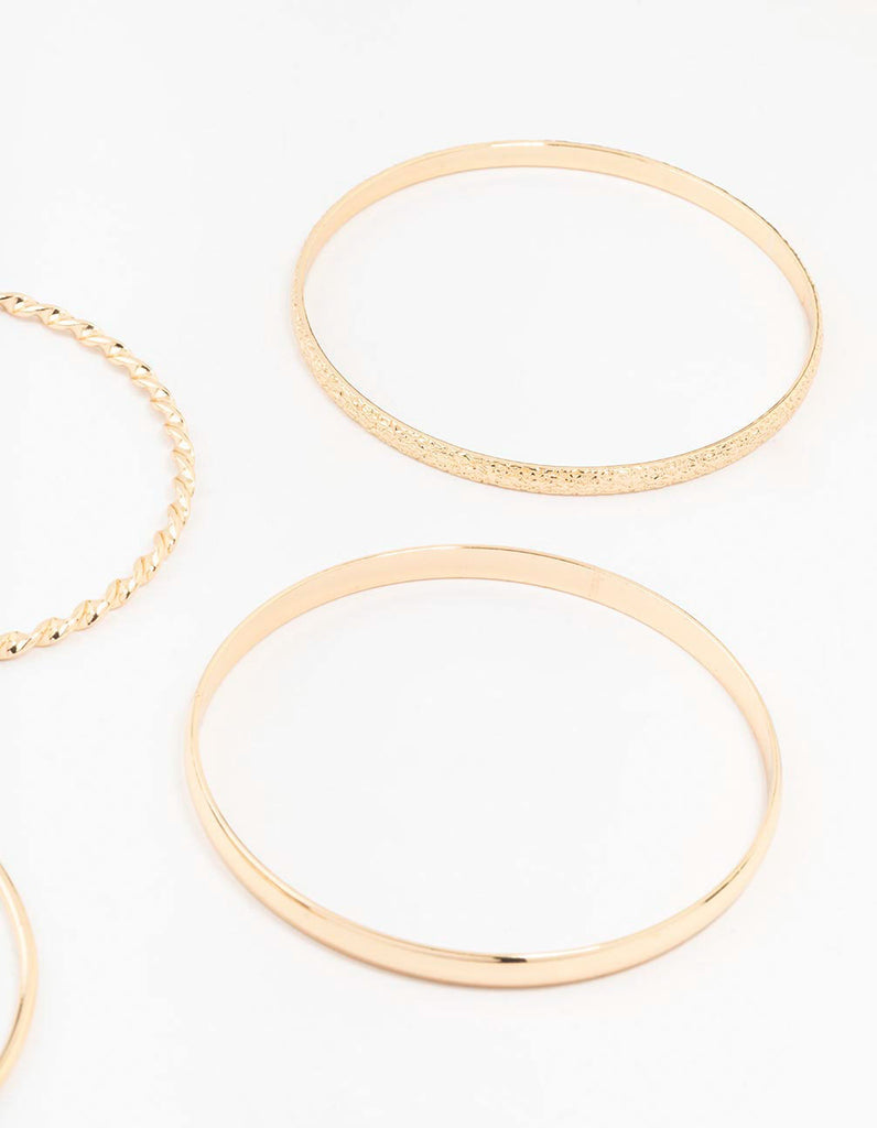 Gold Twisted Bangle Bracelets 4-Pack - Lovisa