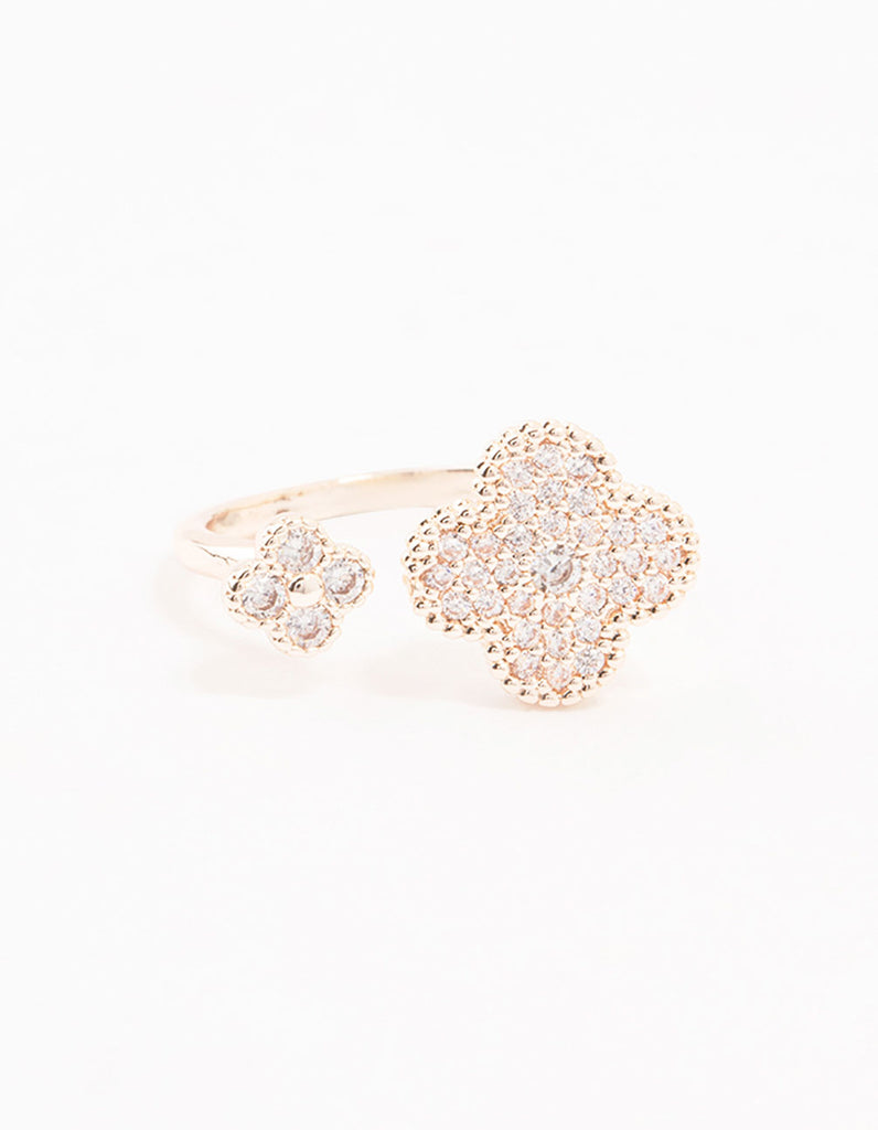 Rose Gold Open Clover Ring - Lovisa