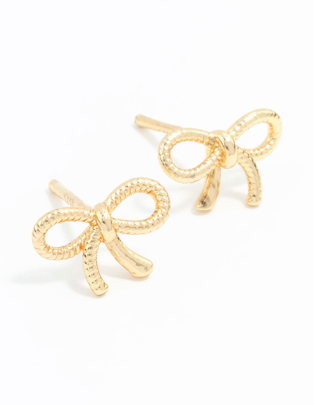 Gold Plated Sterling Silver Textured Bow Stud Earrings - Lovisa