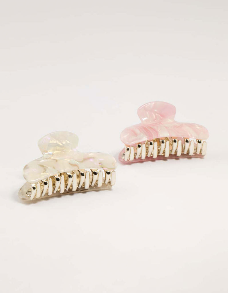 Pink & Cream Acrylic Curved Claw Clip 2-Pack - Lovisa