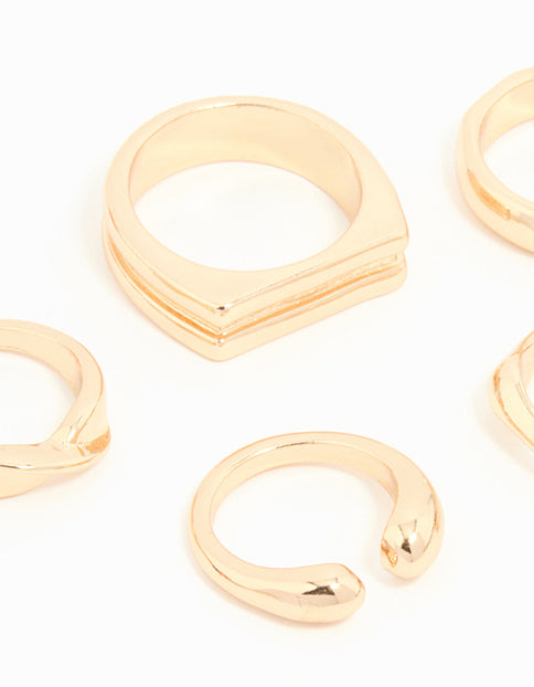 Gold Chunky Mixed Rings 8-Pack - Lovisa