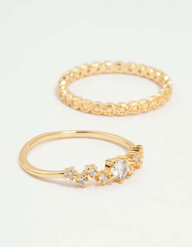 Gold Plated Squiggle & Rope Rings 5-Pack - Lovisa