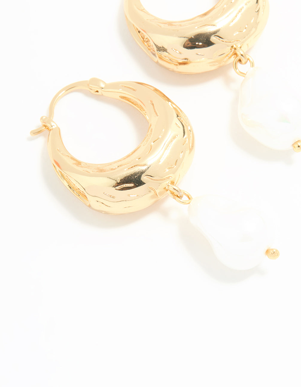 Gold Plated Pearl Drop Hoop Earrings - Lovisa