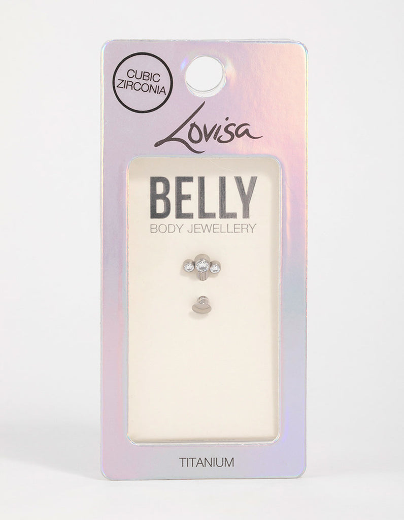 Titanium Cubic Zirconia Reversible Belly Bar - Lovisa