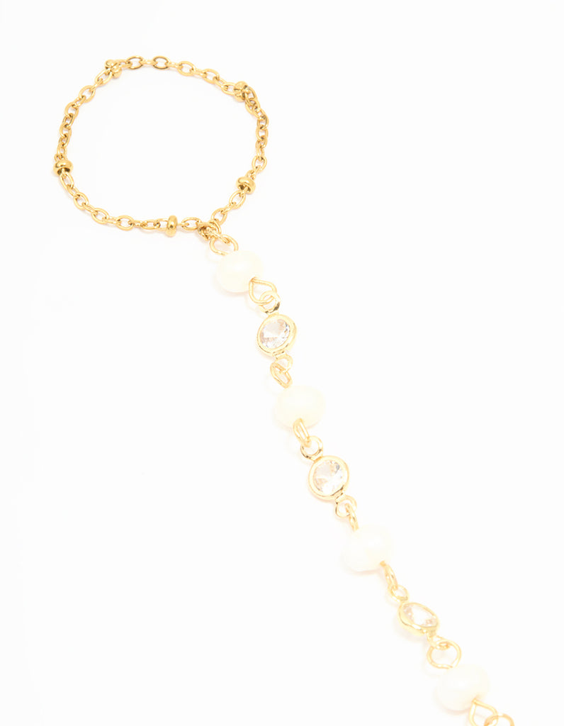 Waterproof Gold Plated Stainless Steel Pearl Hand Chain - Lovisa